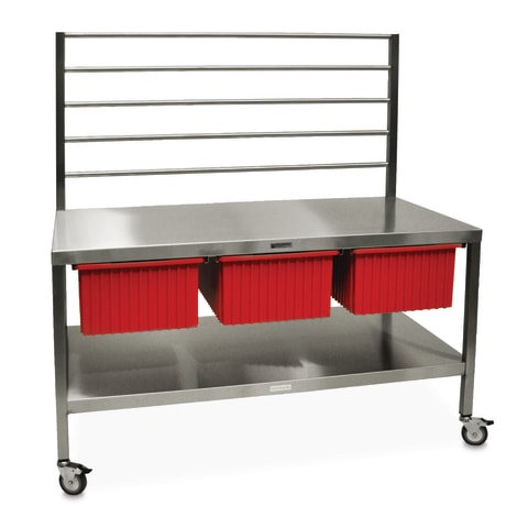 MARKET LAB Stainless Steel Table with Wrapping Frame and Pull-Out Bins ...