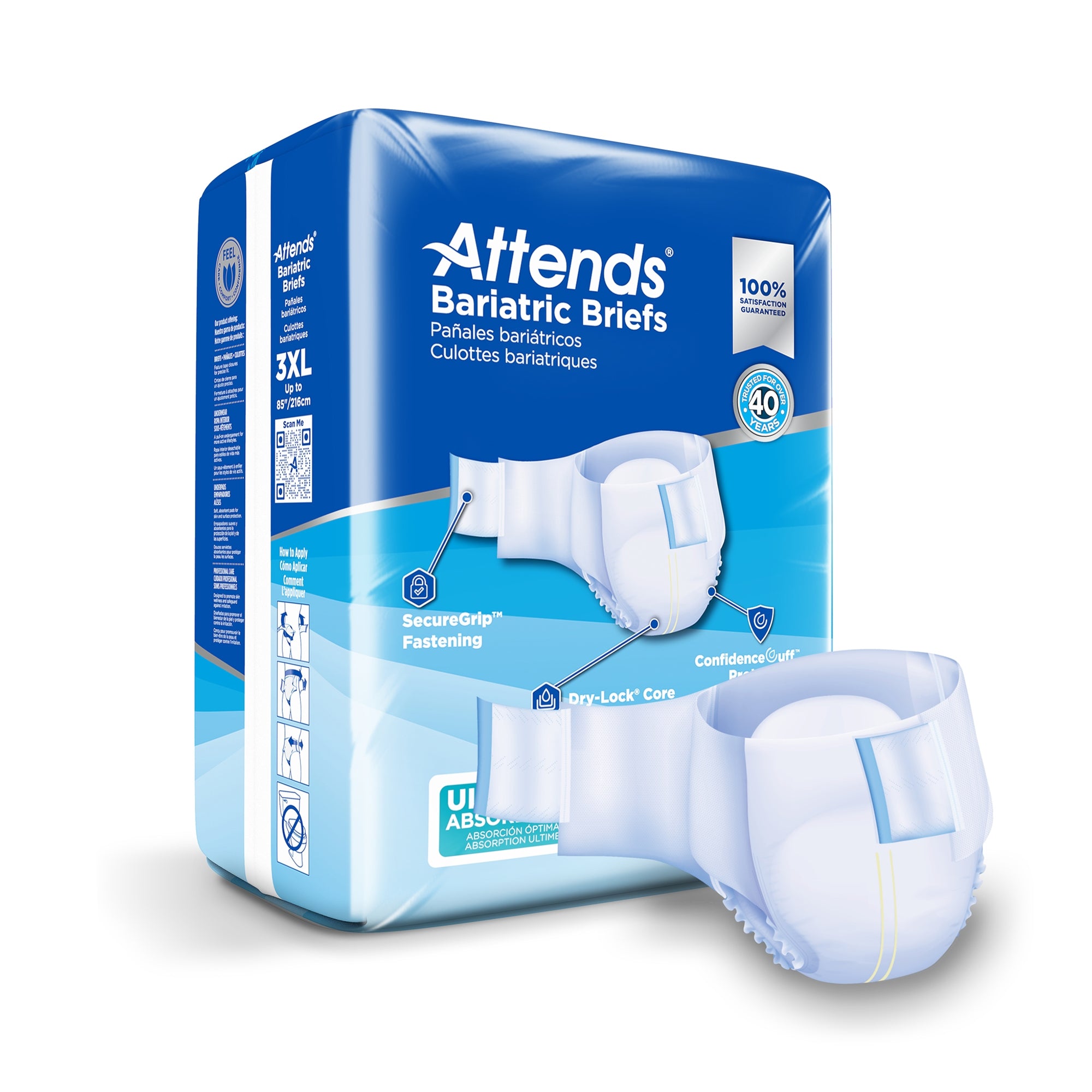 Incontinence Brief Attends Bariatric Adult 3x Large Unisex Disposable