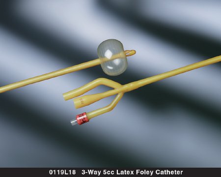 Bard Foley Catheter Bard® Lubricath® 3-Way Round Tip 5 cc Balloon 22 F ...